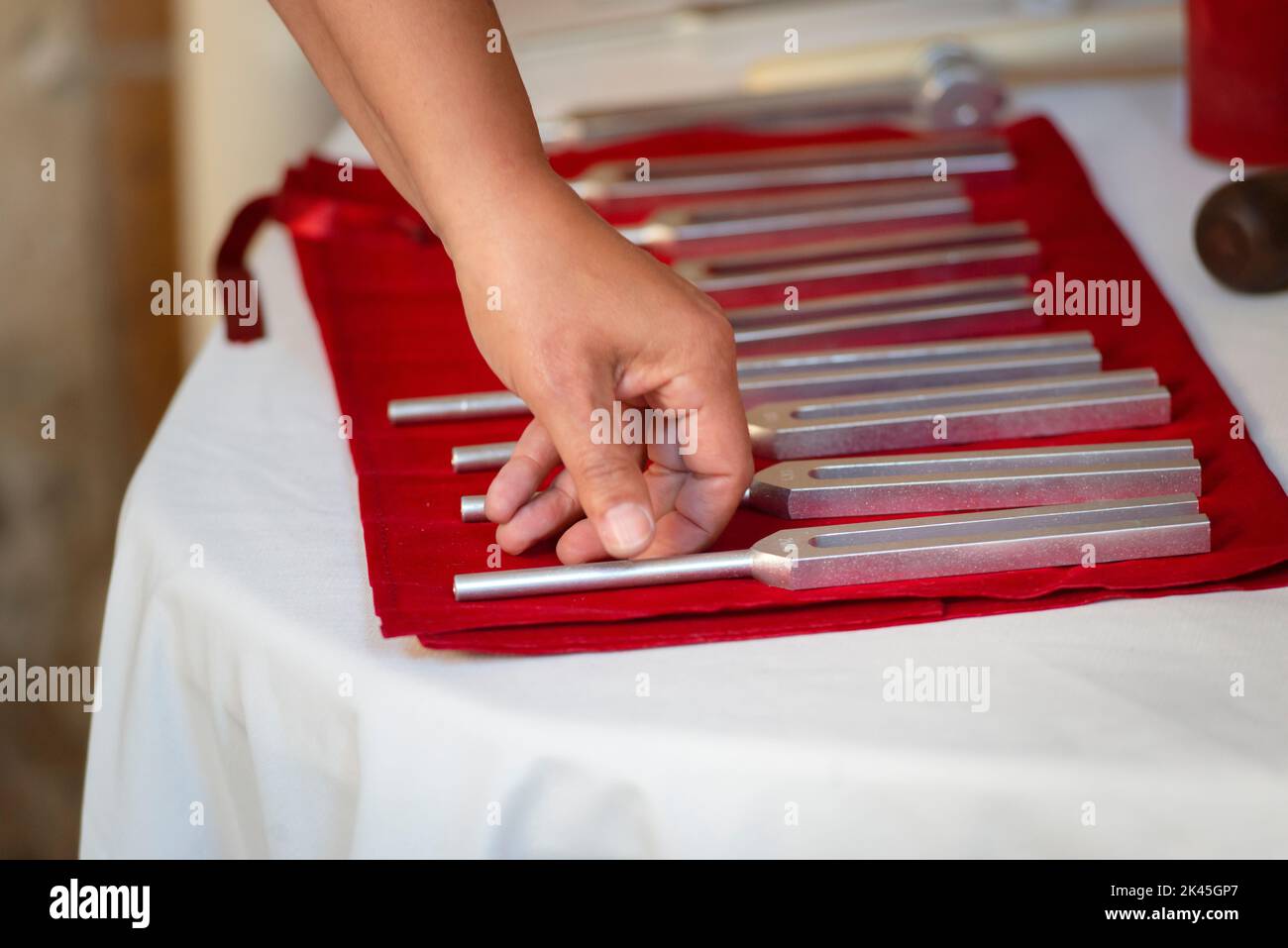 Tuning Fork Music Therapist Stock Photo - Alamy
