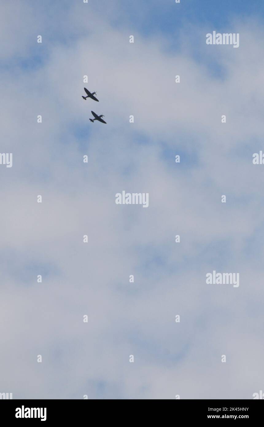 two high flying supermarine spitfire world war 2 fighter planes Stock ...