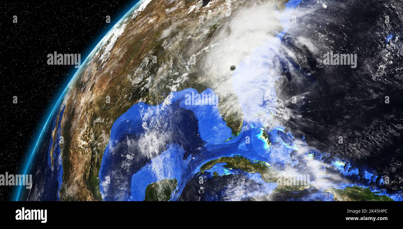 Hurrican Ian in South Carolina. Planet Earth seen from Space. Extremely ...