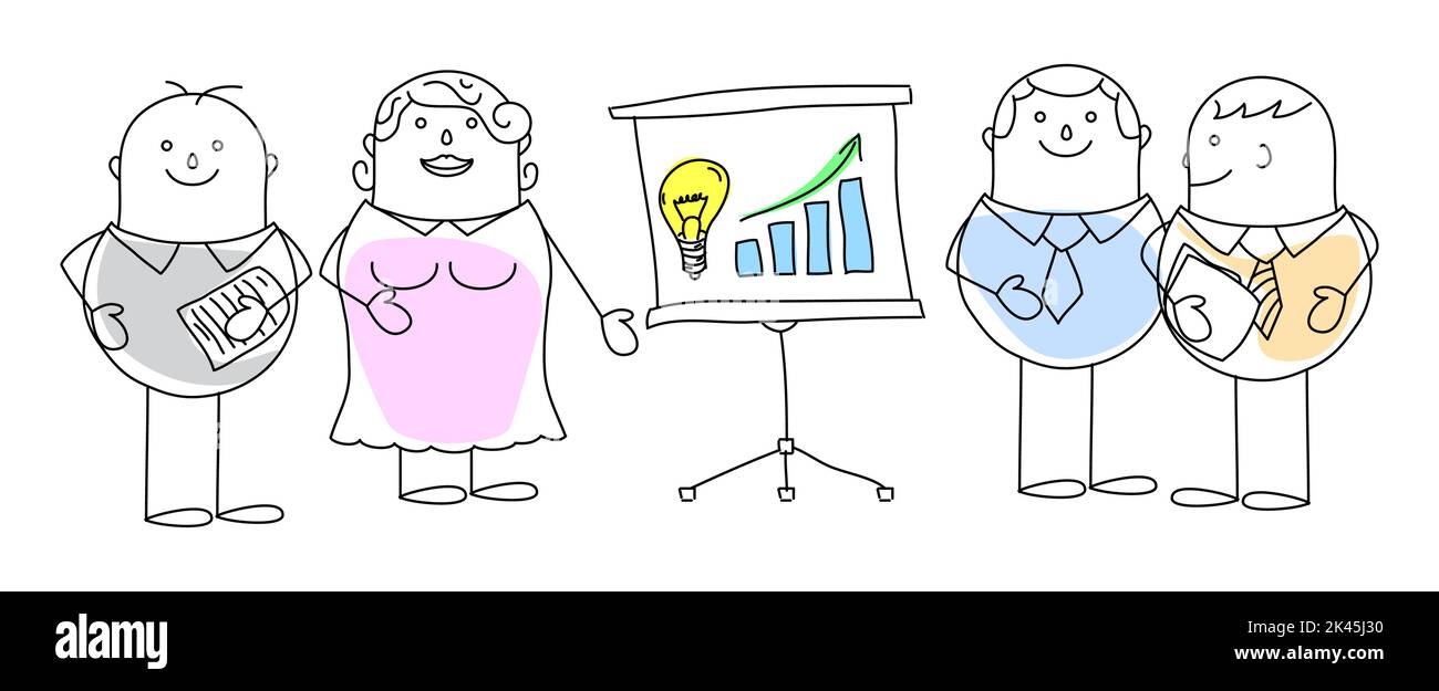 Business meeting. Women in leadership role leading meeting, giving ...