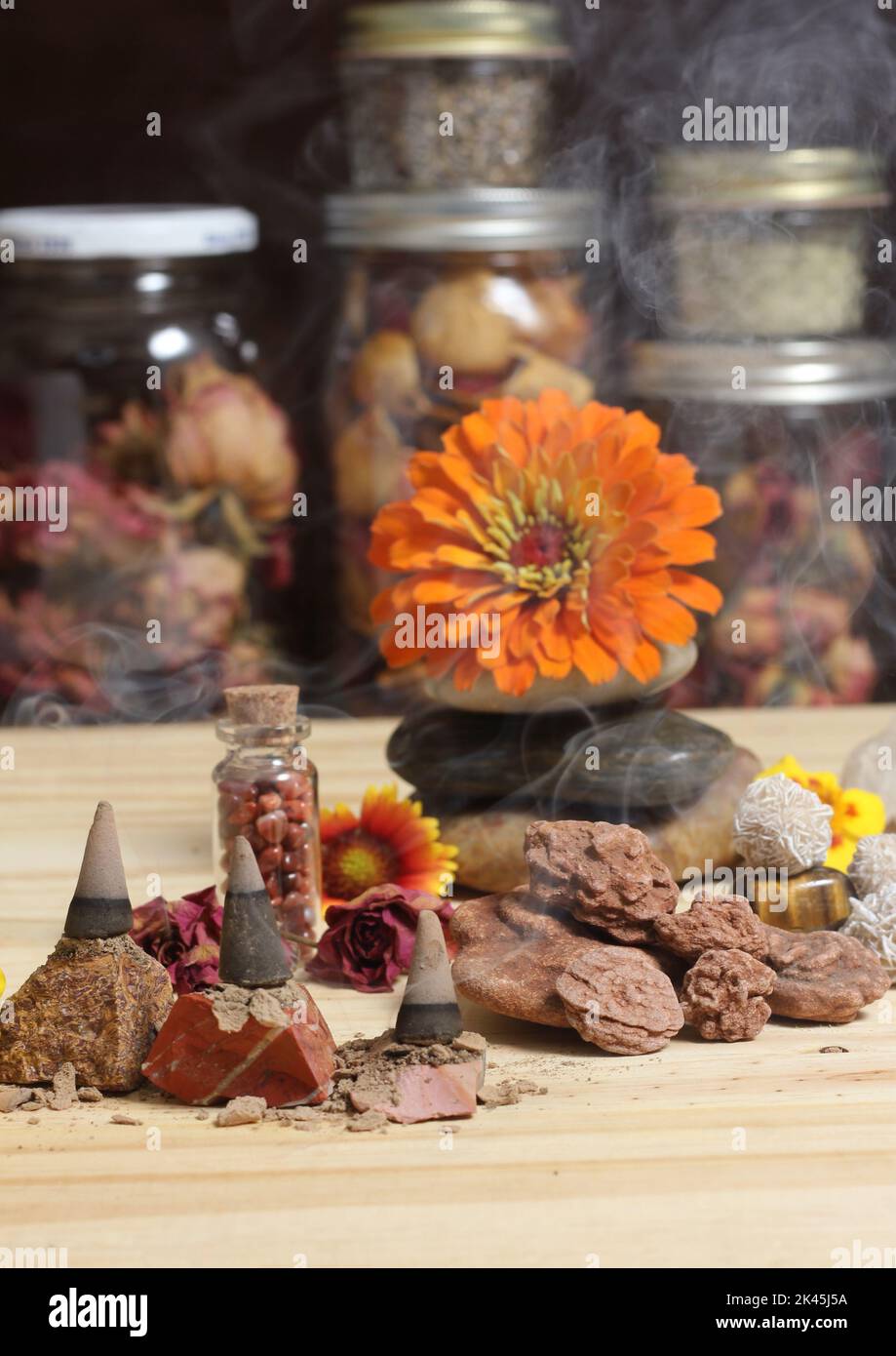 Desert Rose Rocks From Oklahoma on Meditation Altar Stock Photo - Alamy