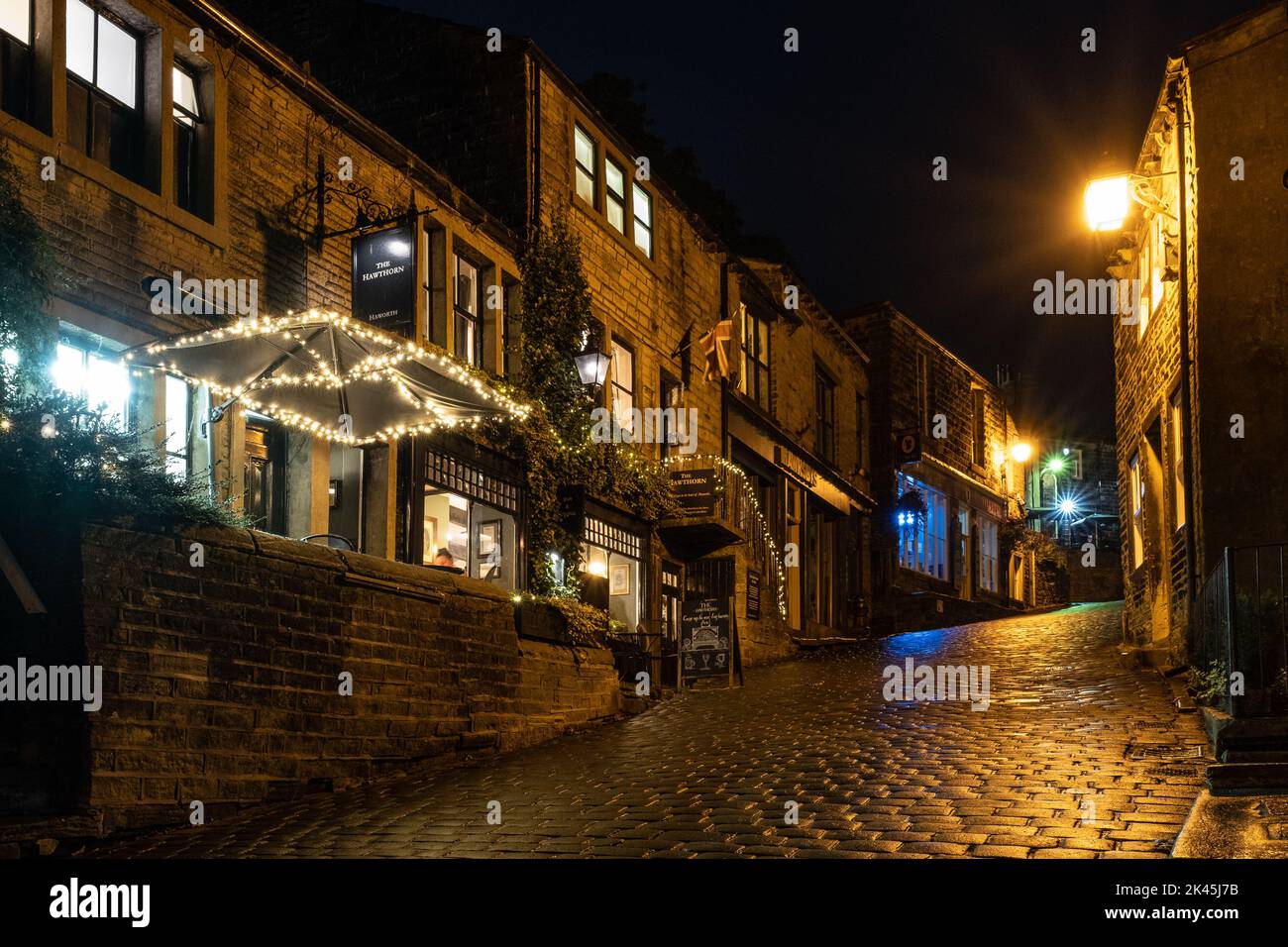 Haworth, West Yorkshire, UK. The Hawthorn Restaurant on Main Street at ...