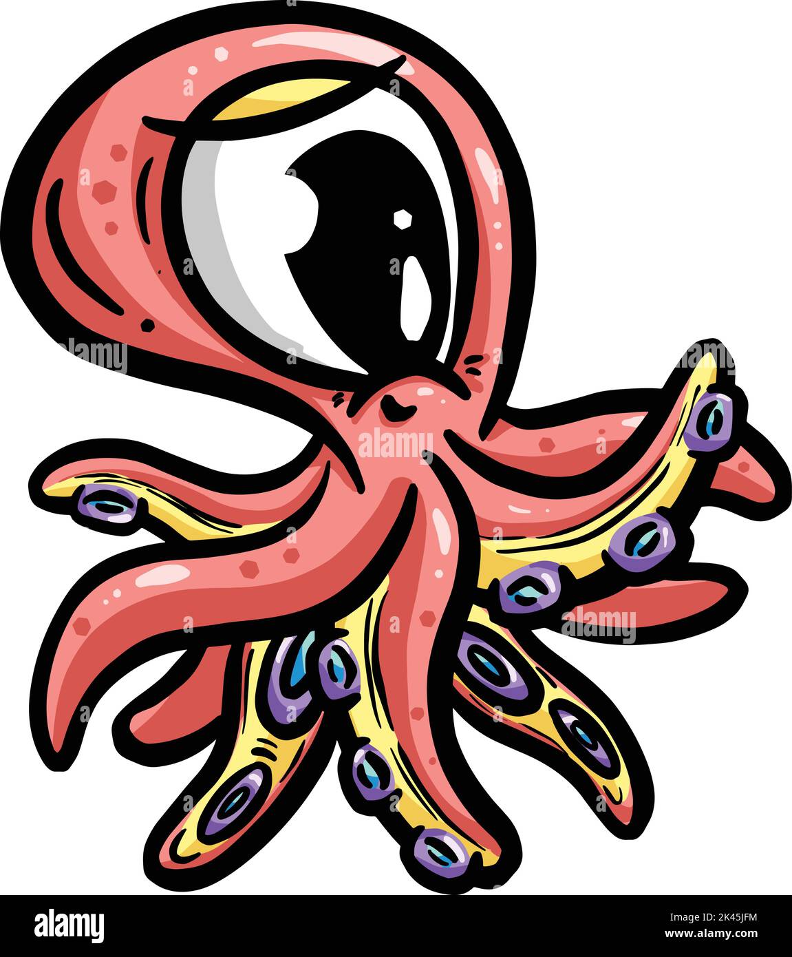Cute Cartoon Octopus with Big Eyes for Logo or Mascot Design in Vector ...