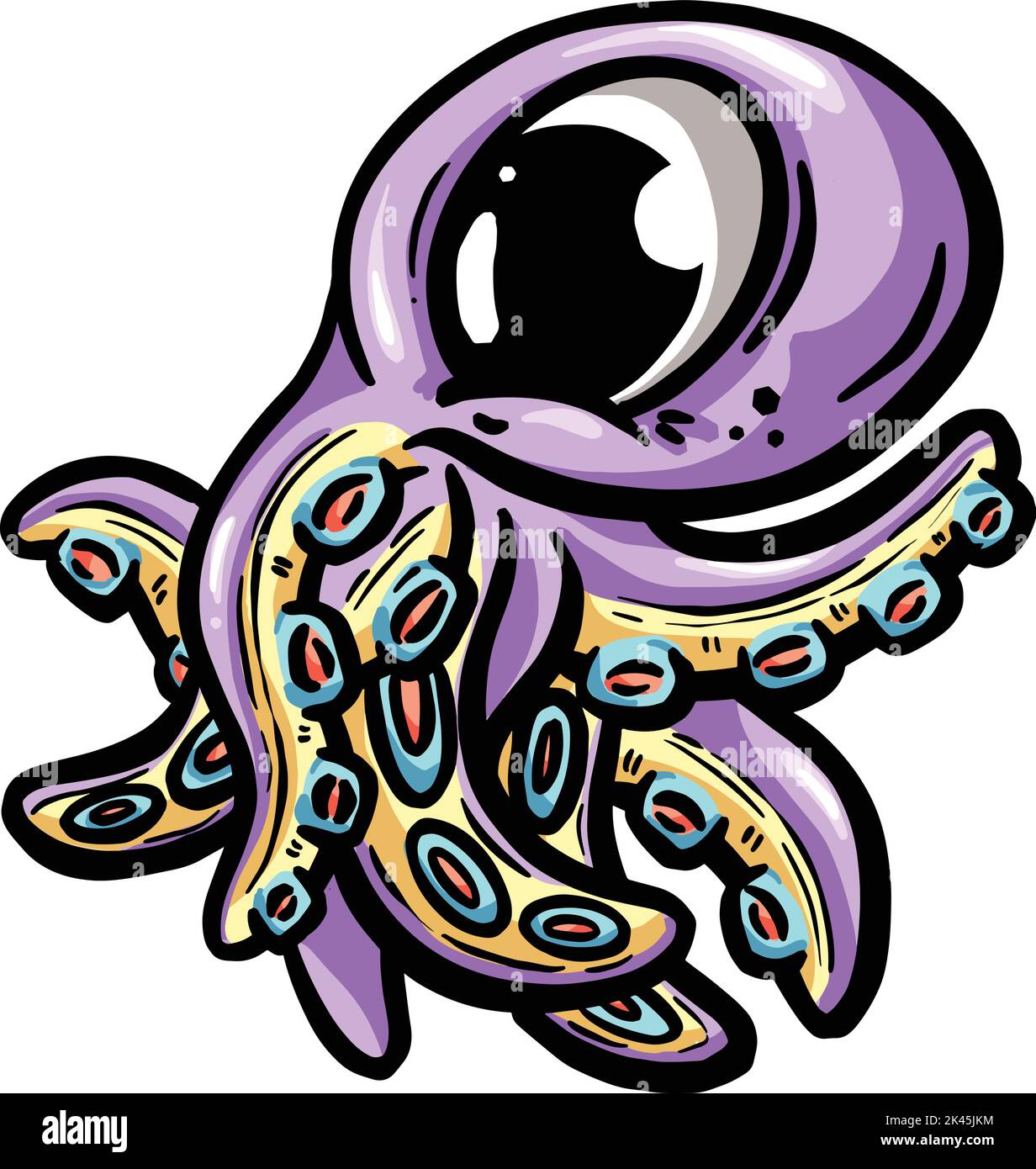 Cute Cartoon Octopus with Big Eyes for Logo or Mascot Design in Vector ...