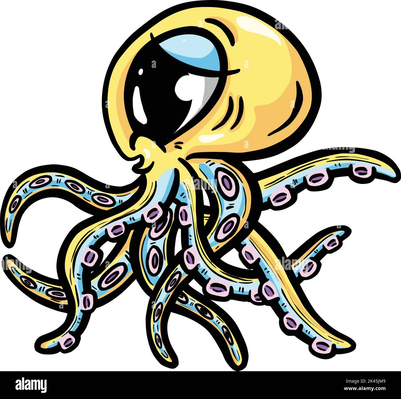 Cute Cartoon Octopus with Big Eyes for Logo or Mascot Design in Vector ...