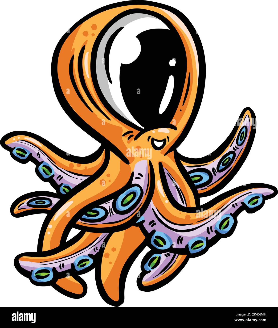 Cute Cartoon Octopus with Big Eyes for Logo or Mascot Design in Vector ...