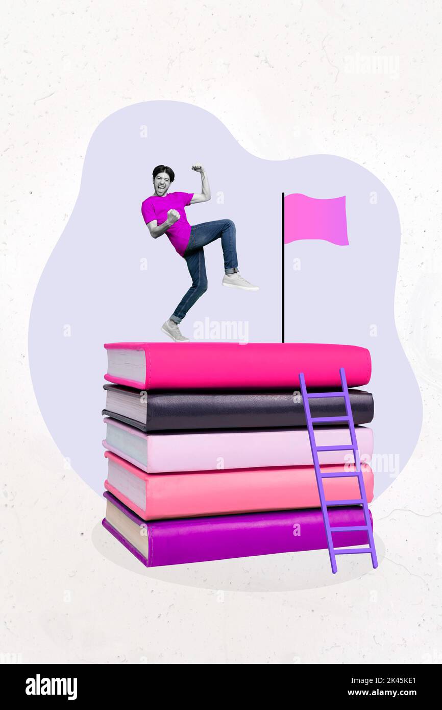 3d retro abstract creative artwork template collage of excited funky ...