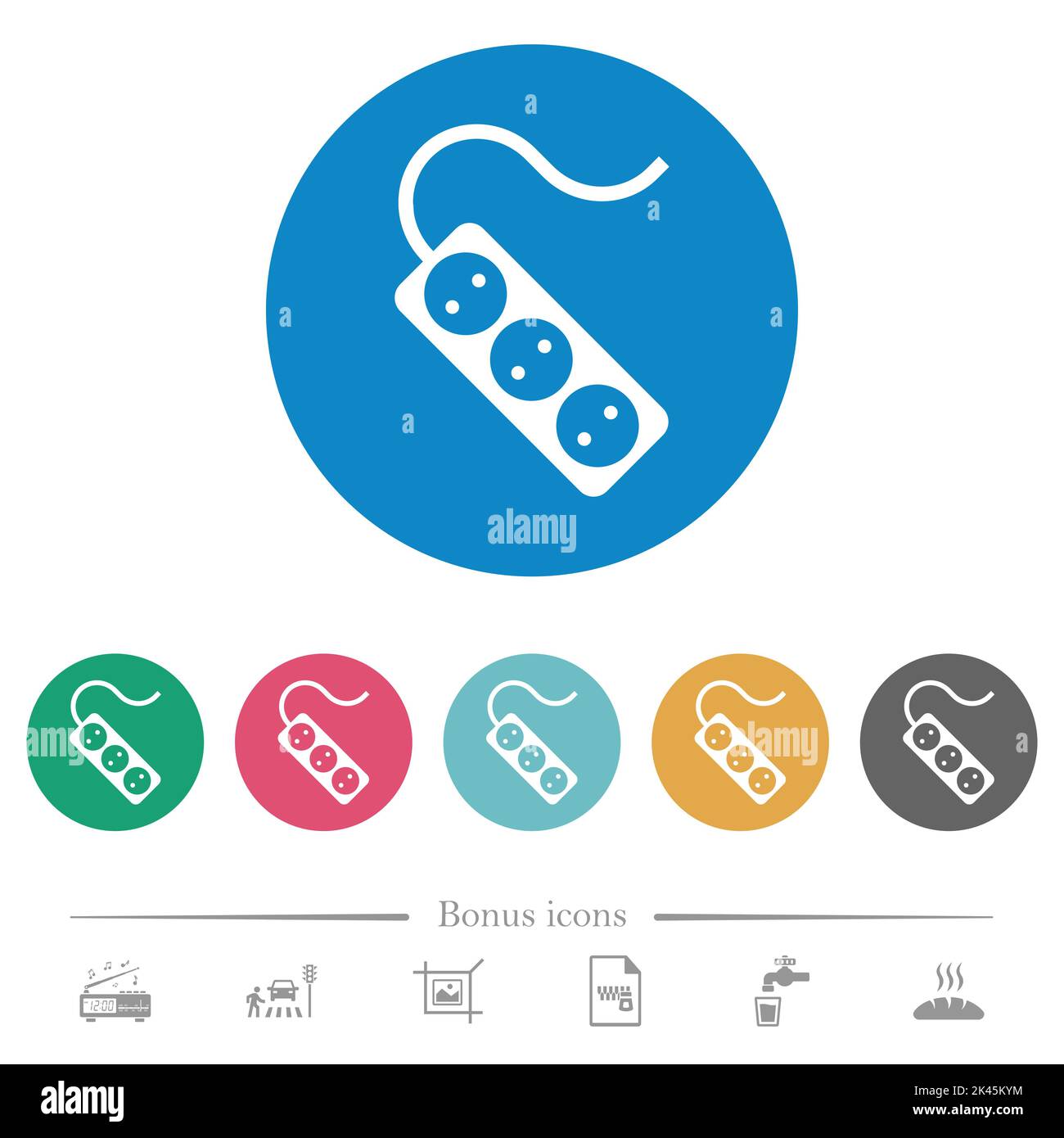 Portable electrical outlet with three sockets and cord solid flat white ...