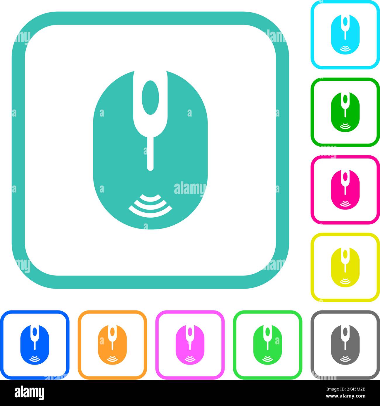 Wireless computer mouse vivid colored flat icons in curved borders on ...