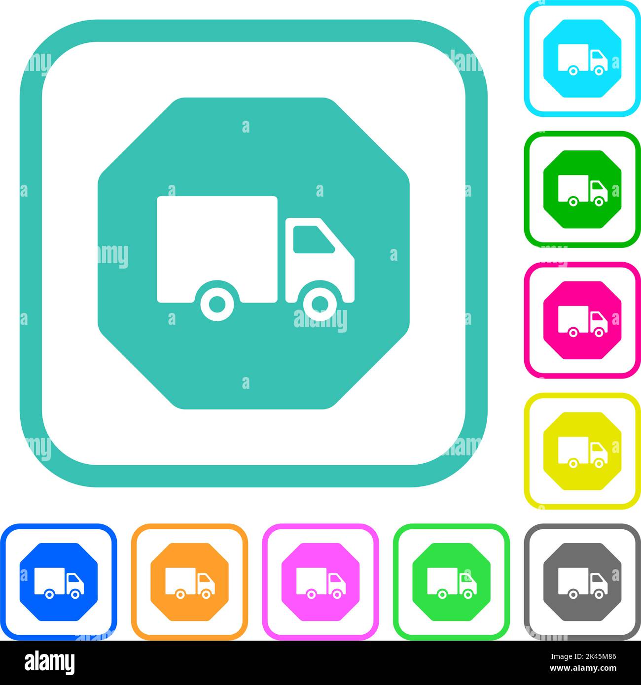 Octagon shaped transport sanction sign solid vivid colored flat icons ...