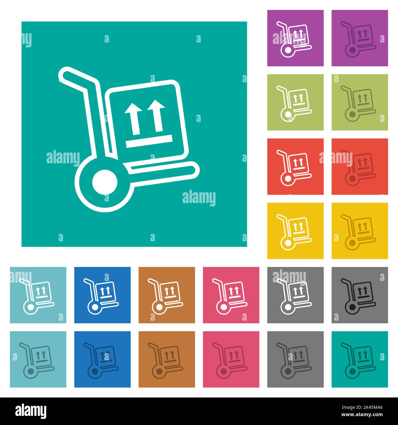 Side up parcel delivery outline multi colored flat icons on plain ...