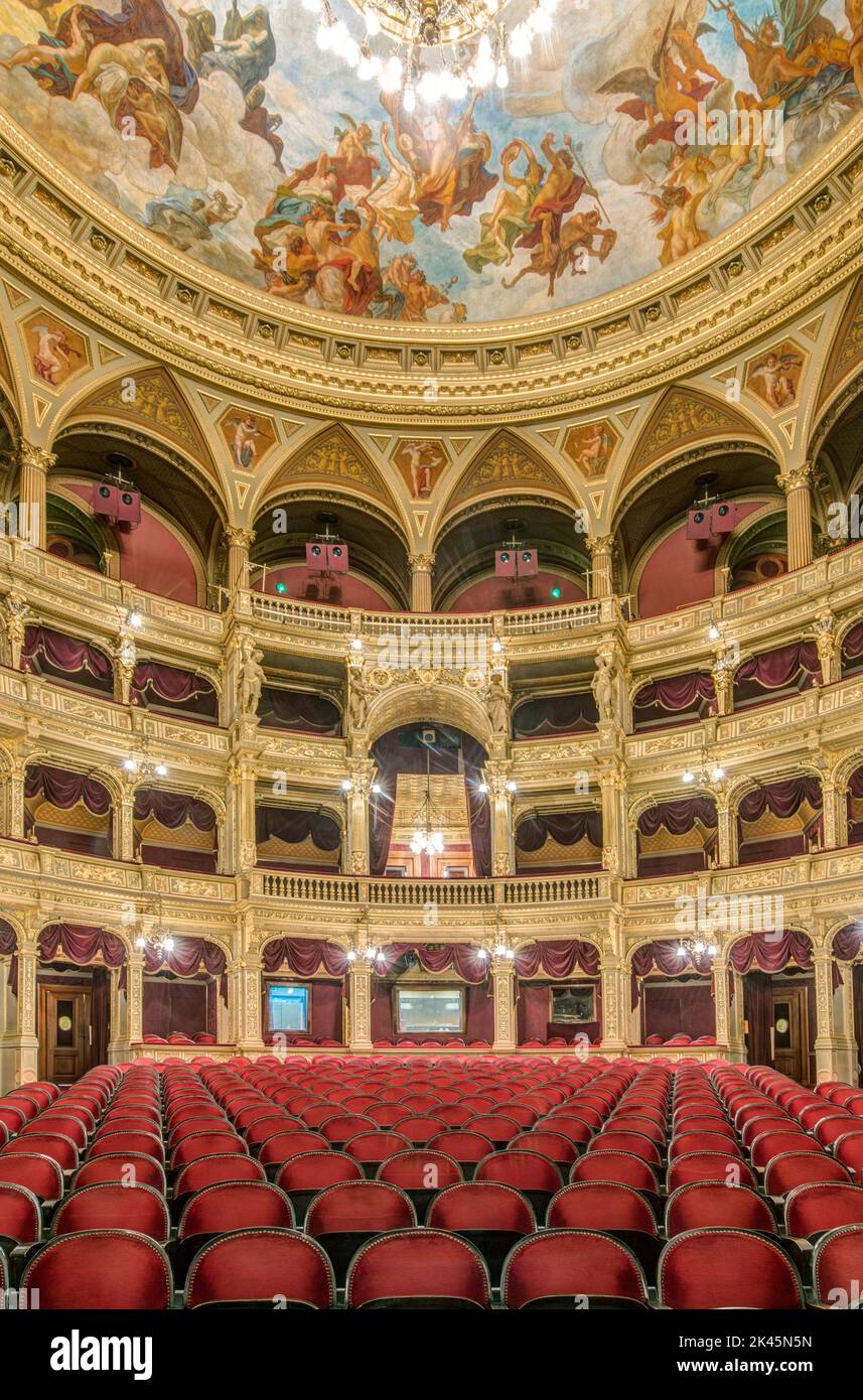 The Hungarian State Opera House, built in the 1880s, interior of the ...