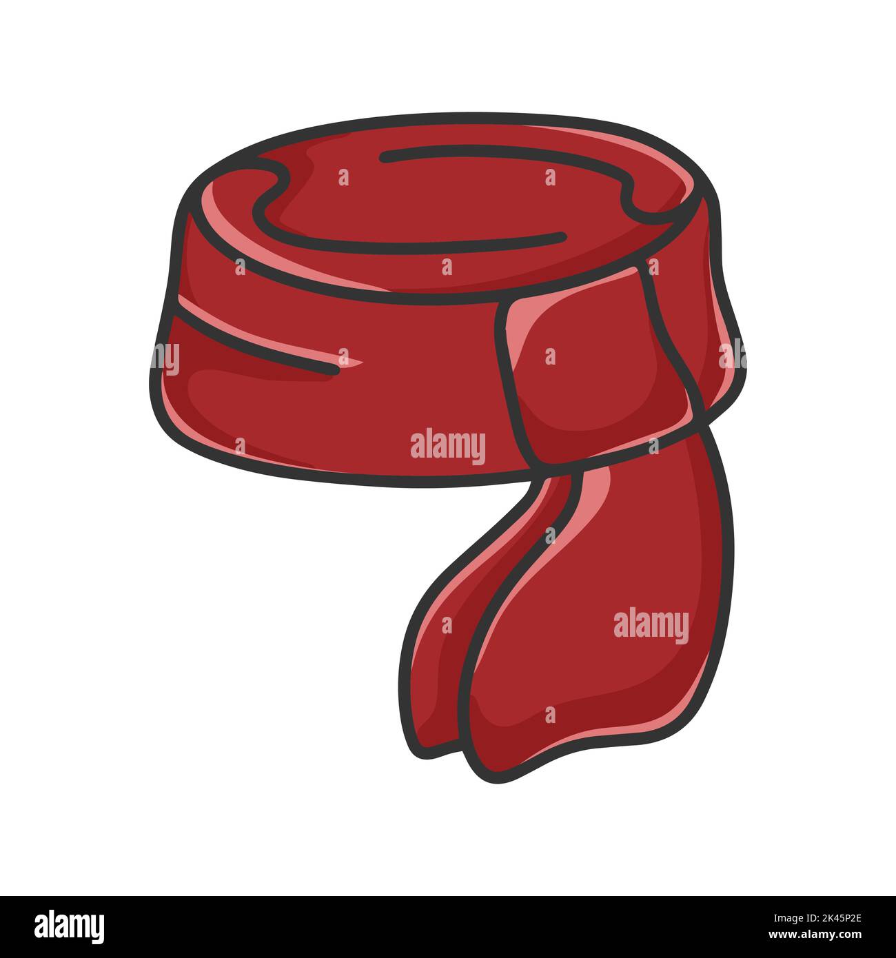Knitted red scarf cartoon clipart. Hand drawn accessory. Warm clothes ...