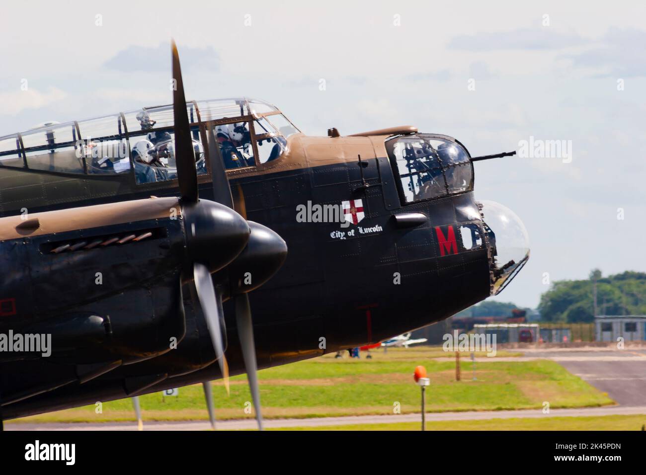 Close up of crew in the Battle of Britain Memorial Flight, BBMF, Avro ...
