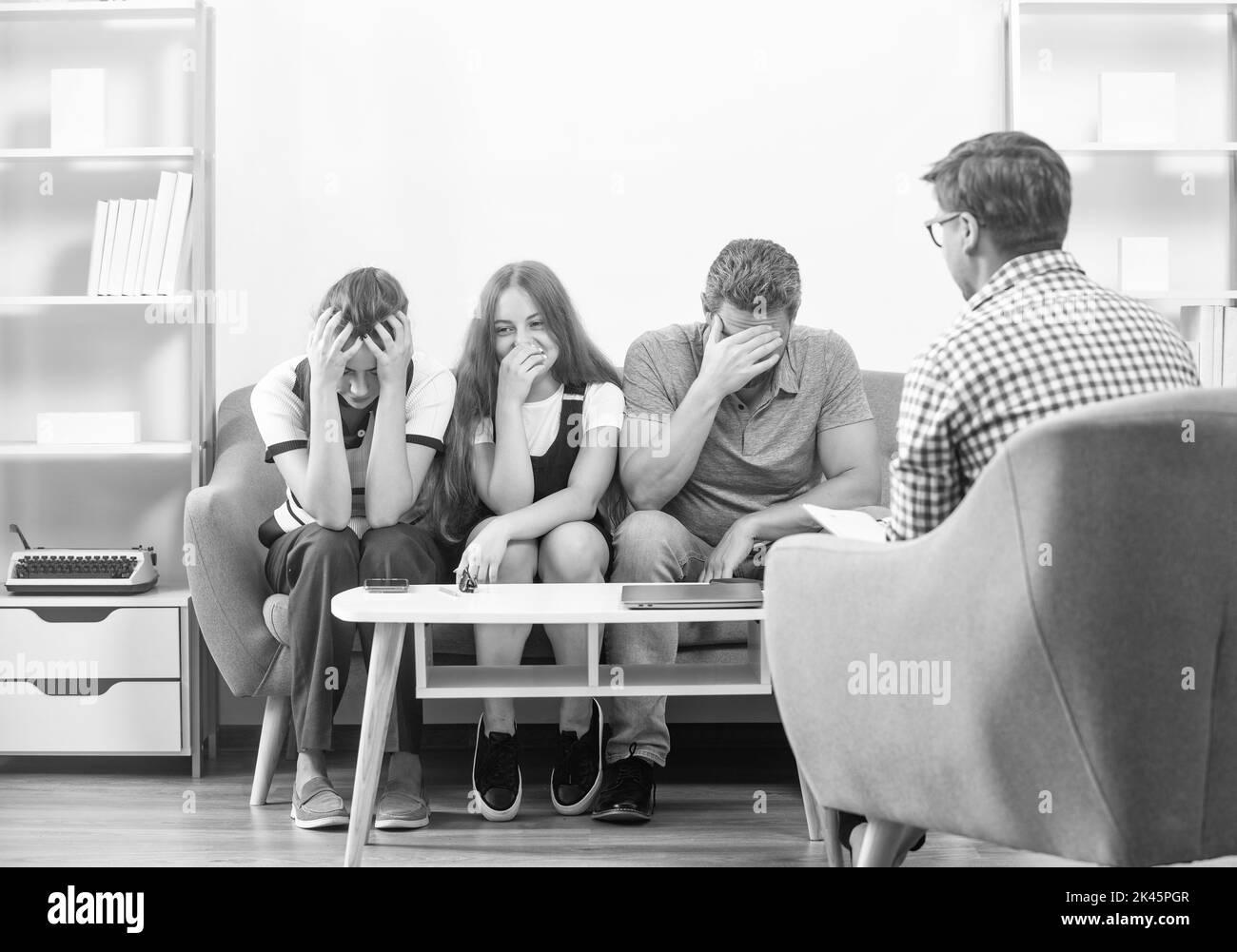 kid with daddy sitting at psychologist solving problem, family Stock ...