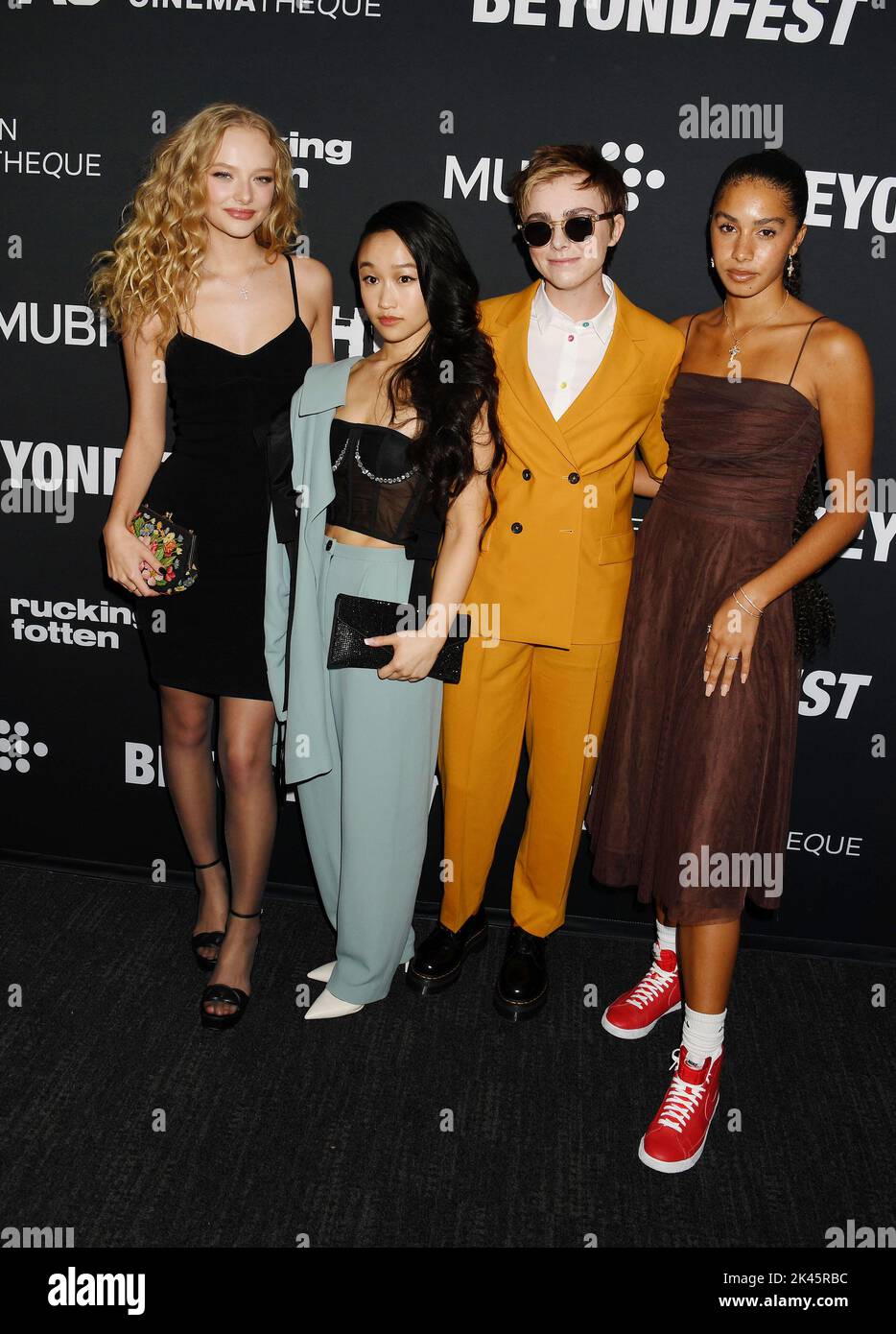 SANTA MONICA, CA - SEPTEMBER 29: (L-R) Amiah Miller, Cathy Ang, Elsie ...
