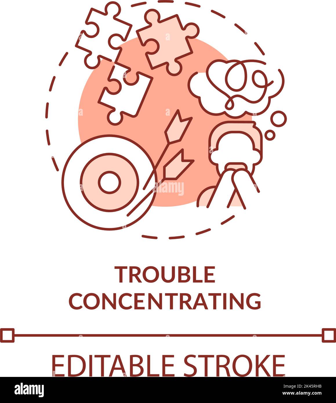 Difficulty focusing on tasks red concept icon Stock Vector Image & Art - Alamy