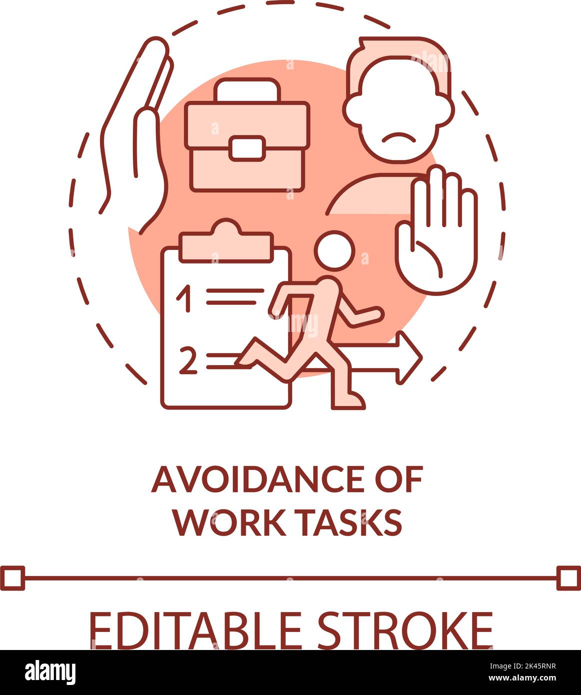 Avoidance of work tasks red concept icon Stock Vector Image & Art - Alamy