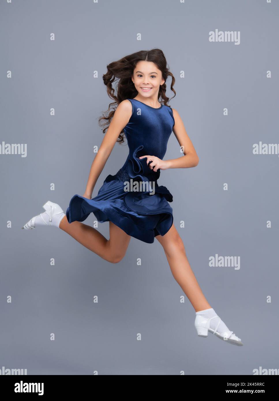 Happy girl face, positive and smiling emotions. Full length teenager ...