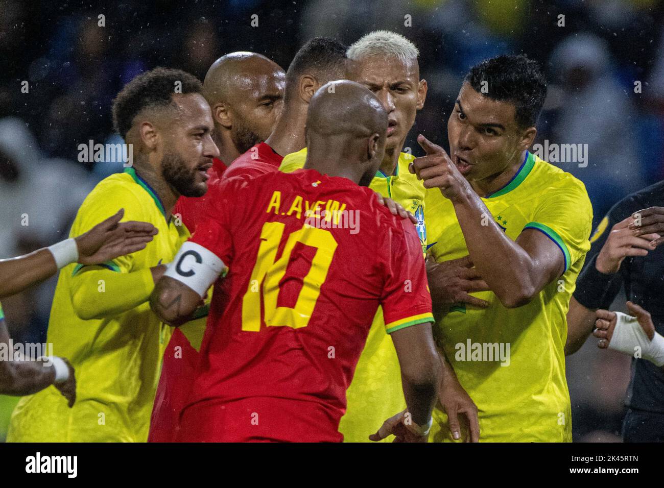 LE HAVRE, FRANCE - SEPTEMBER 23: Andre Ayew of Ghana and Casemiro ...