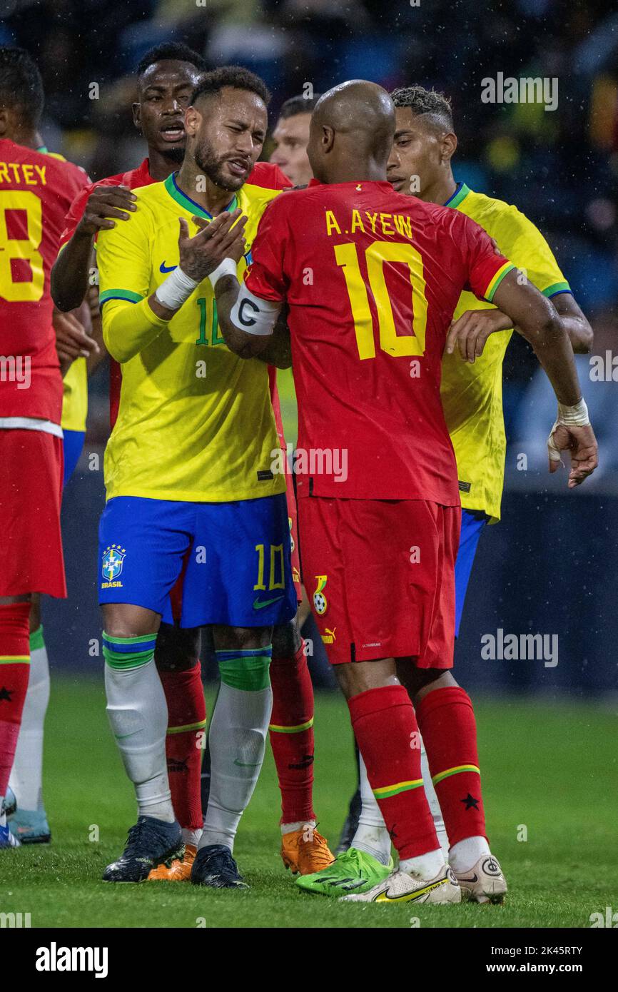 LE HAVRE, FRANCE - SEPTEMBER 23: Andre Ayew of Ghana and Casemiro ...