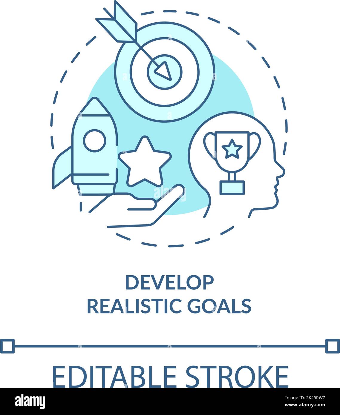 Realistic goals setting blue concept icon Stock Vector Image & Art - Alamy