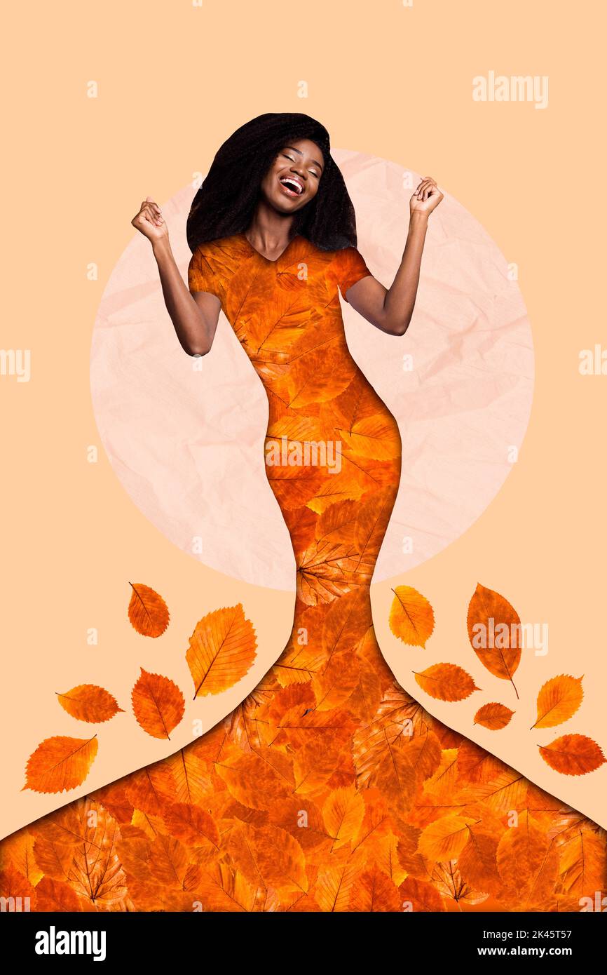 Composite collage image of attractive beautiful young woman autumn fall ...