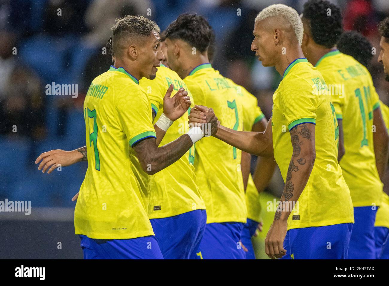 LE HAVRE, FRANCE - SEPTEMBER 23: Raphinha, Richarlison of Brazil during ...