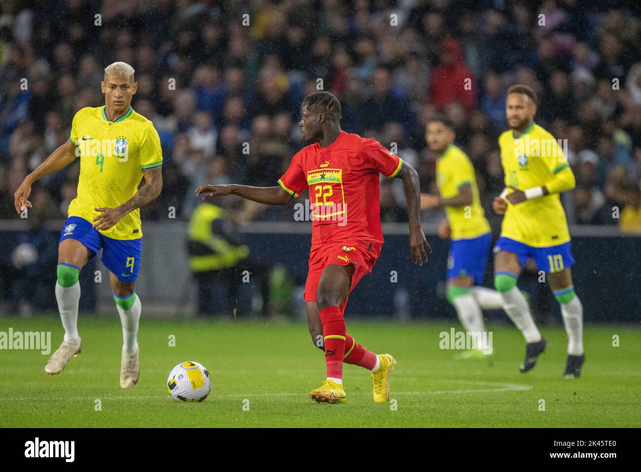 LE HAVRE, FRANCE - SEPTEMBER 23: Richarlison of Brazil and Kamaldeen ...