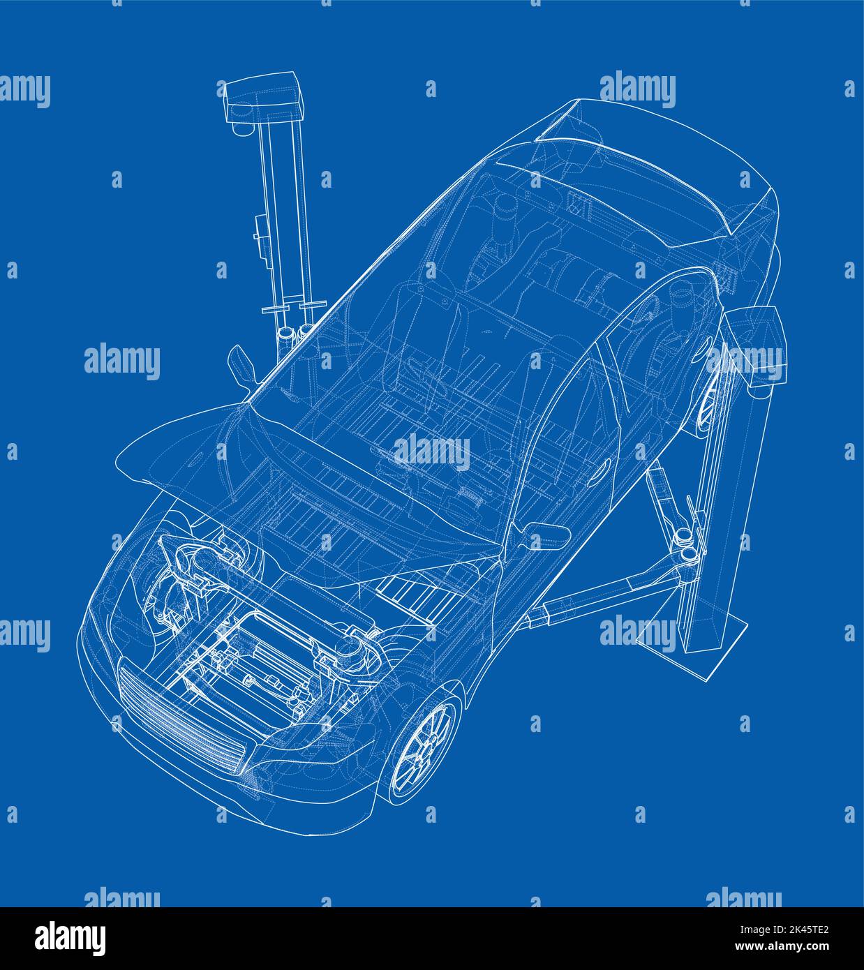 Car lift stand tower with car. Vector Stock Vector Image & Art - Alamy