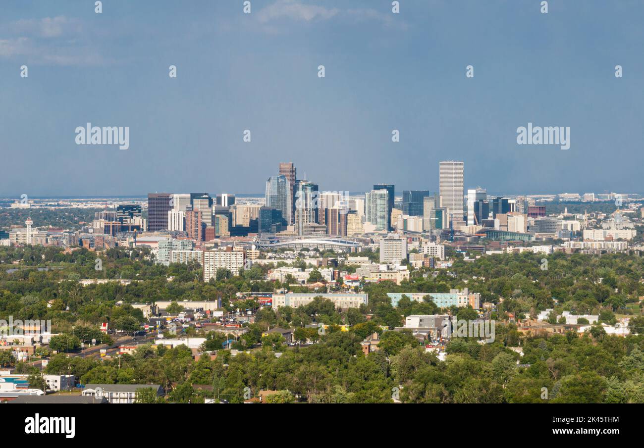 DENVER, COLORADO UNITED STATES - AUGUST 28 2022: Aerial view of the ...