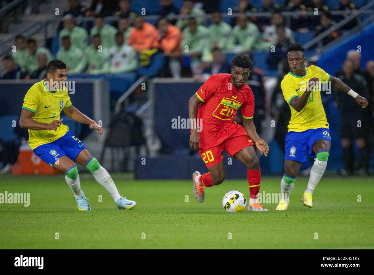 LE HAVRE, FRANCE - SEPTEMBER 23: Casemiro, Vinicius Junior of Brazil ...