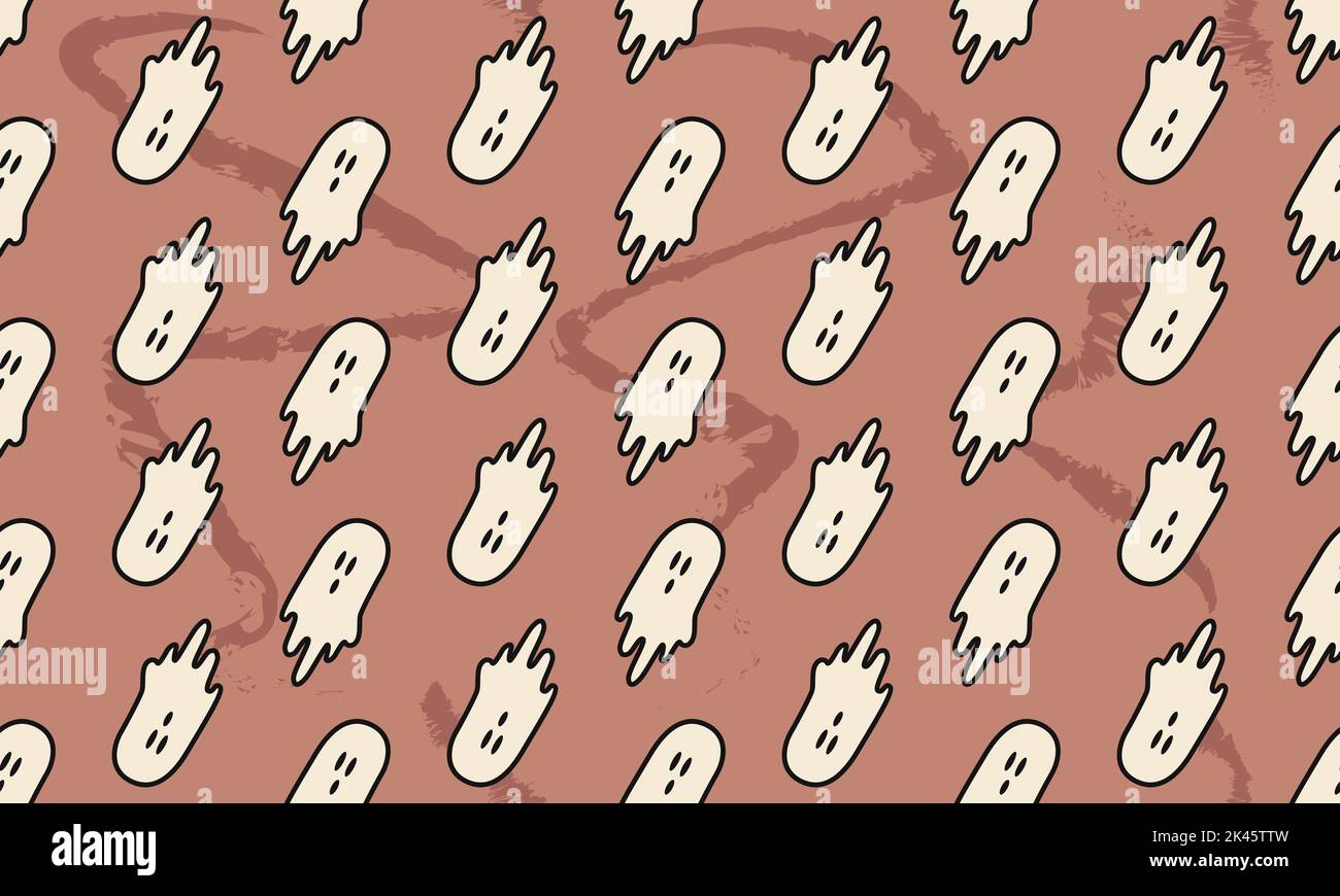 Seamless pattern with ghosts. Wallpaper with scary ghostly monsters ...