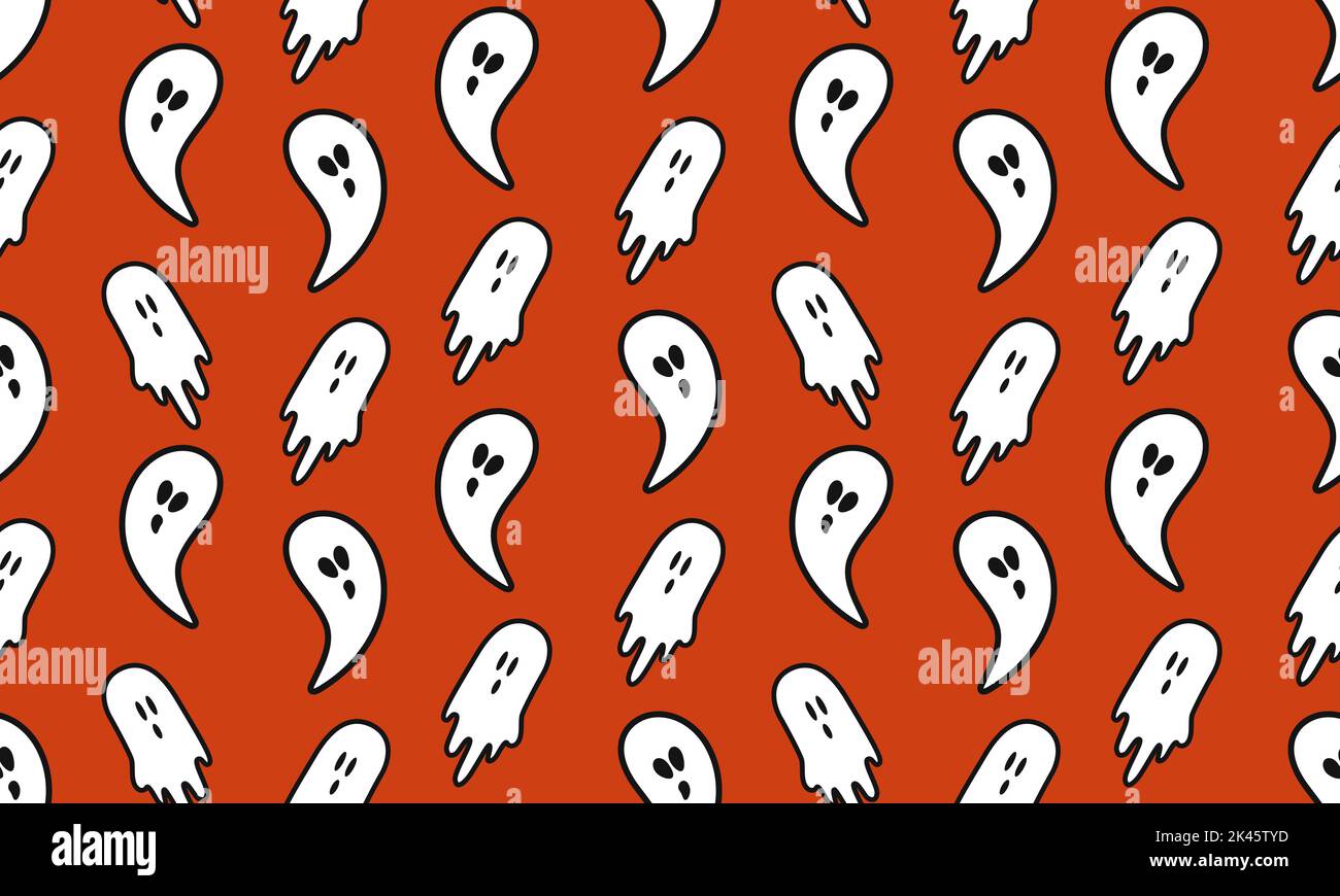 Seamless pattern with ghosts. Wallpaper with scary ghostly monsters. Repeat print background ...