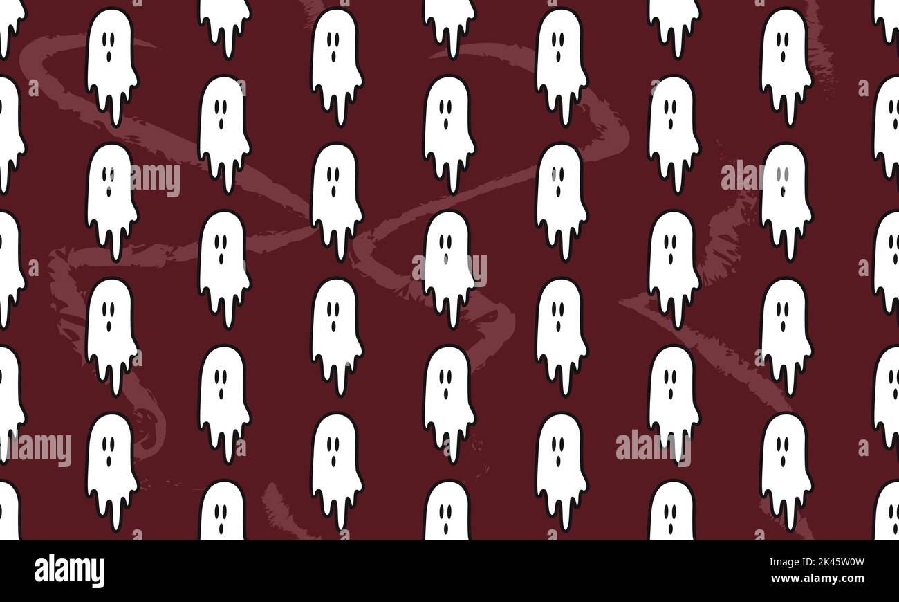Seamless pattern with ghosts. Wallpaper with scary ghostly monsters. Repeat print background ...