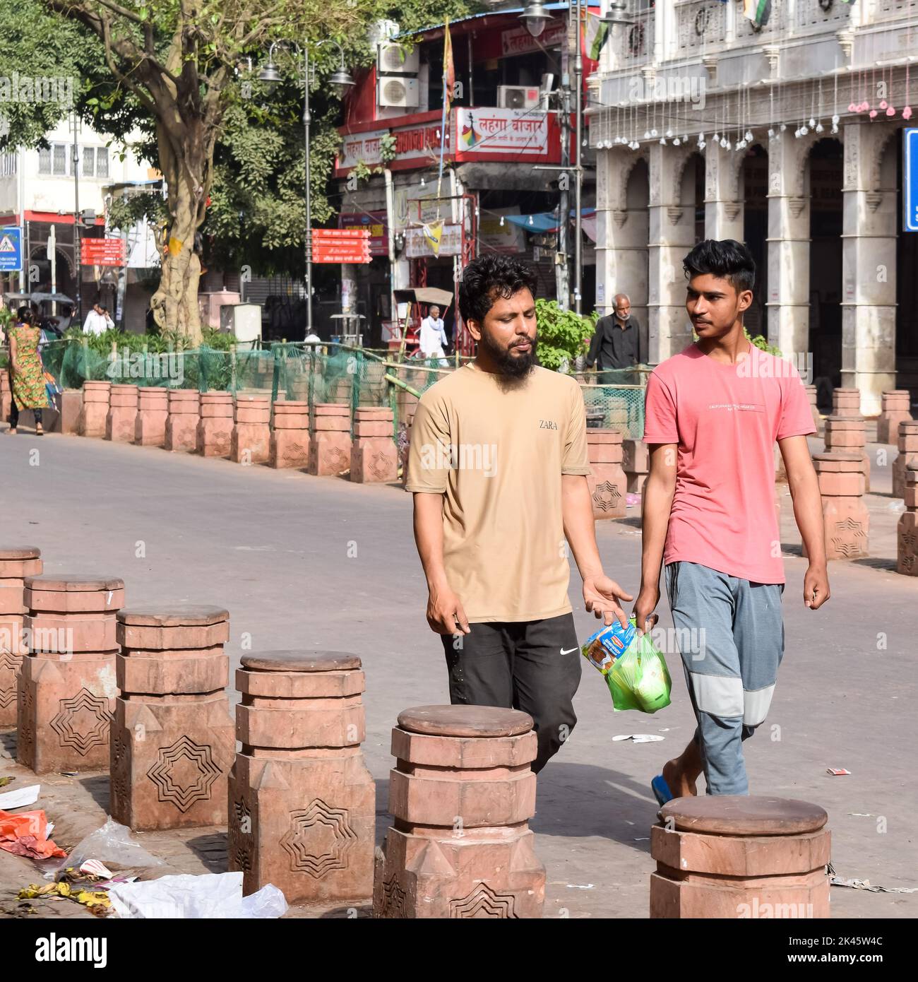 Old Delhi, India, April 15, 2022 - Unidentified group of men walking ...