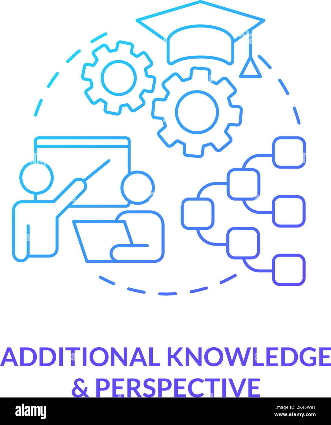 Additional knowledge and perspective blue gradient concept icon Stock ...