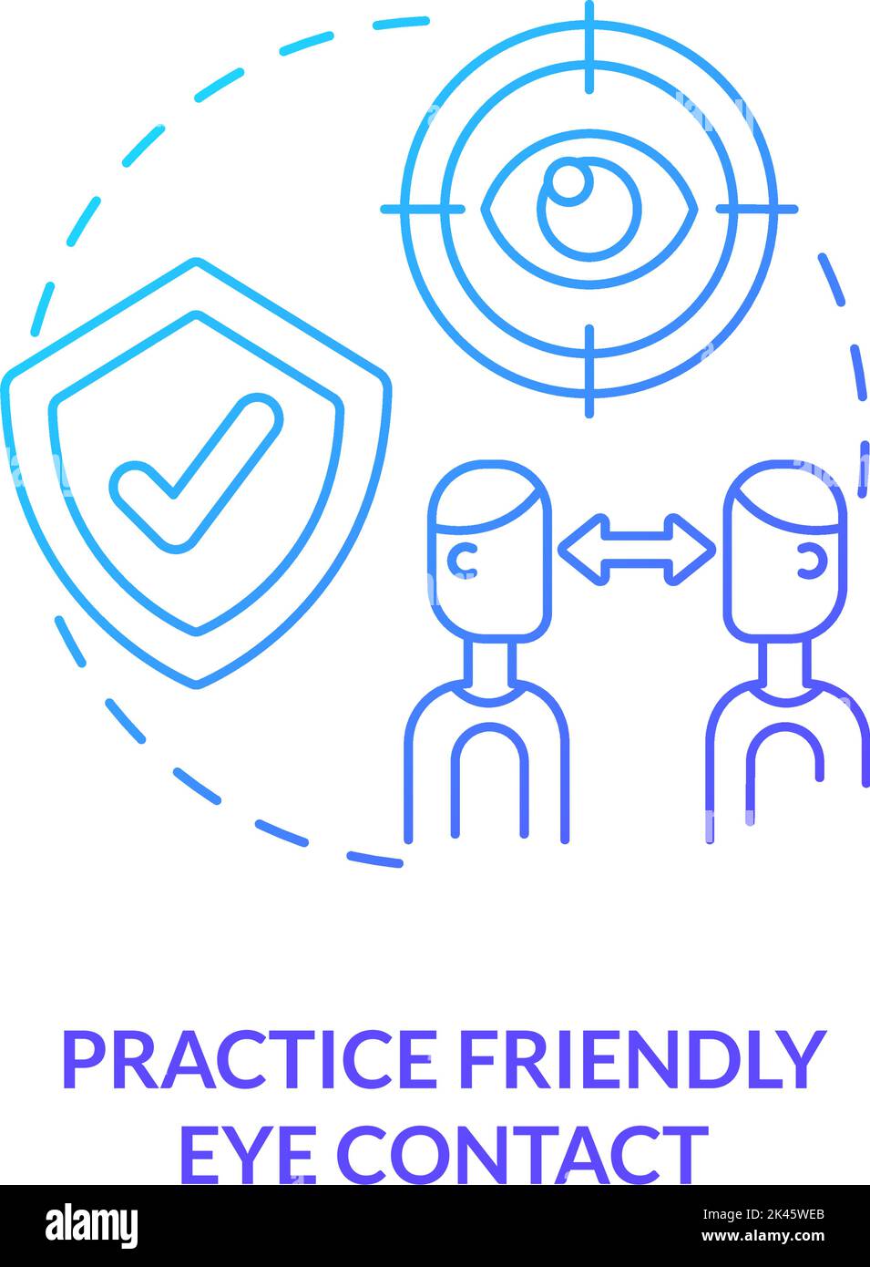 Practice friendly eye contact blue gradient concept icon Stock Vector ...