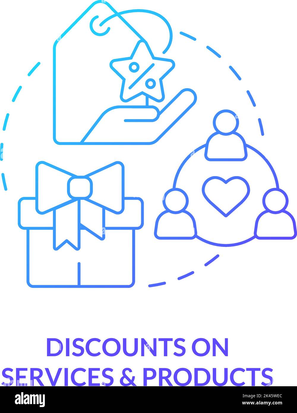 Discounts on services and products blue gradient concept icon Stock ...