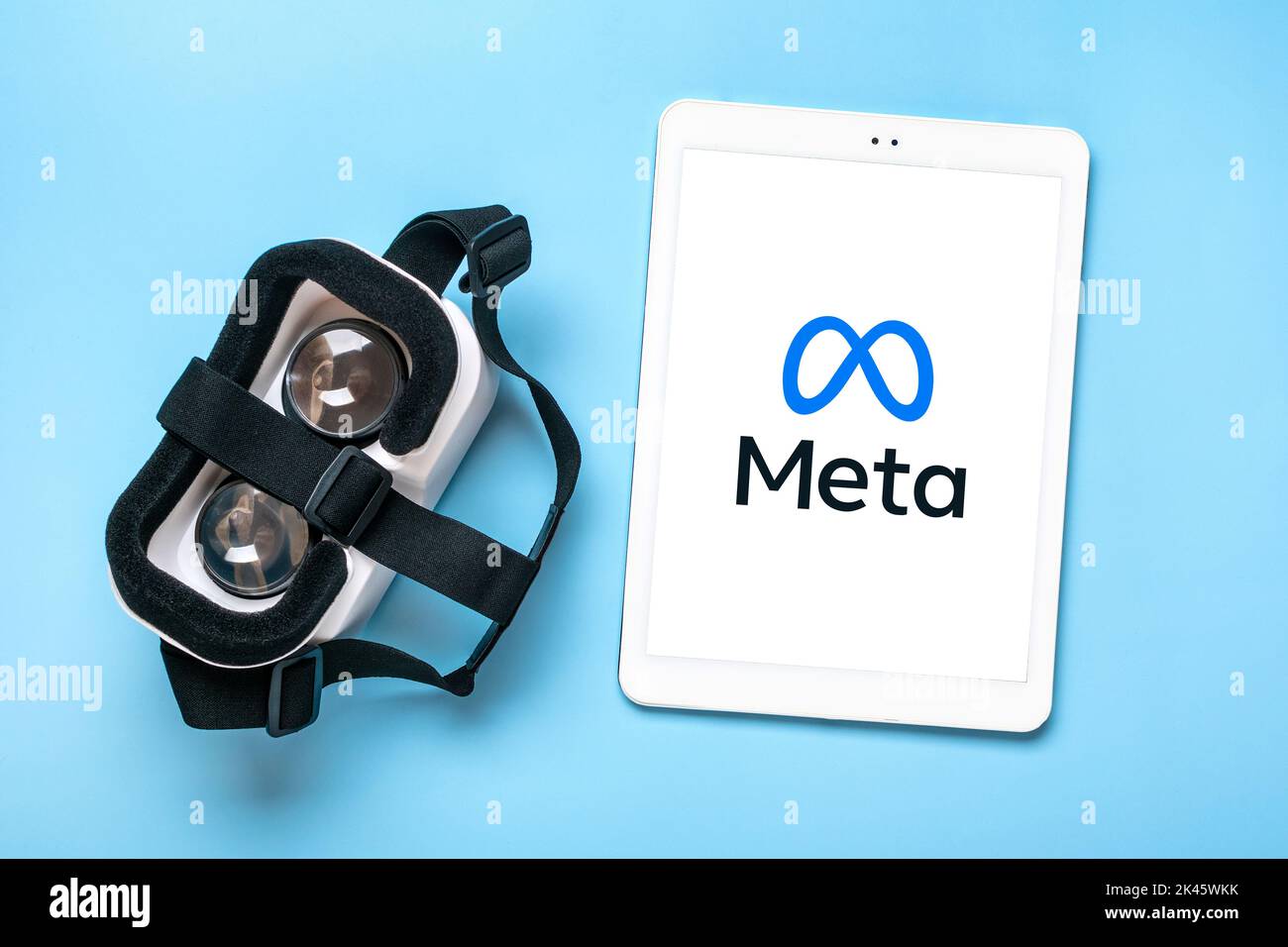 April, 2022, Canada. White tablet with Meta logo screen on digital ...