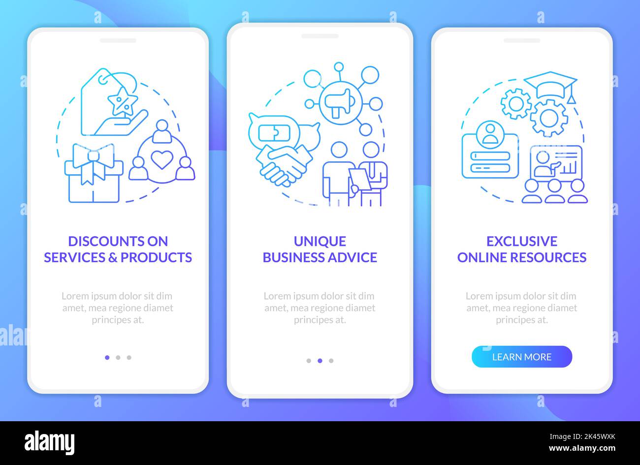 Business community profits blue gradient onboarding mobile app screen Stock Vector Image & Art ...