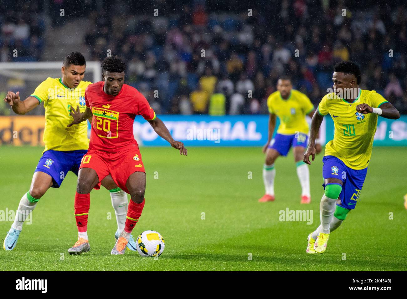 LE HAVRE, FRANCE - SEPTEMBER 23: Casemiro, Vinicius Junior of Brazil ...