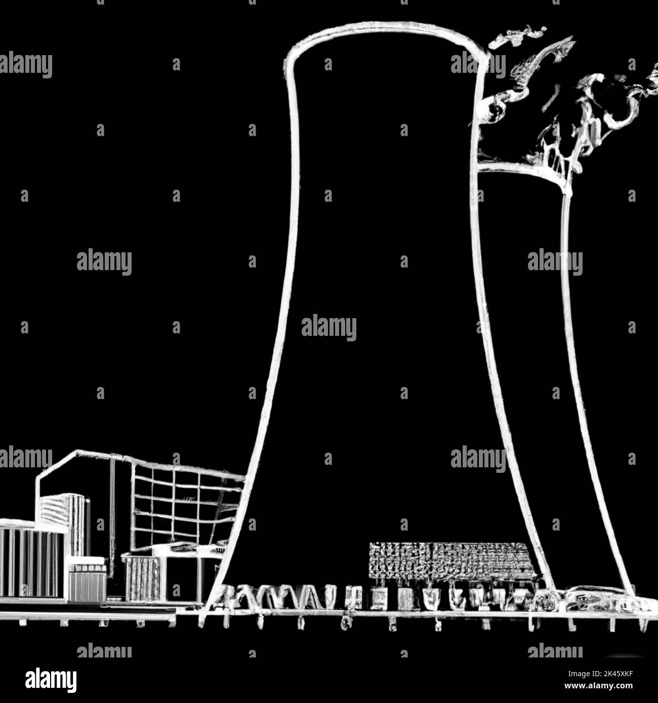 France, Paris on 26/09/2022. Digital illustration of a nuclear power ...