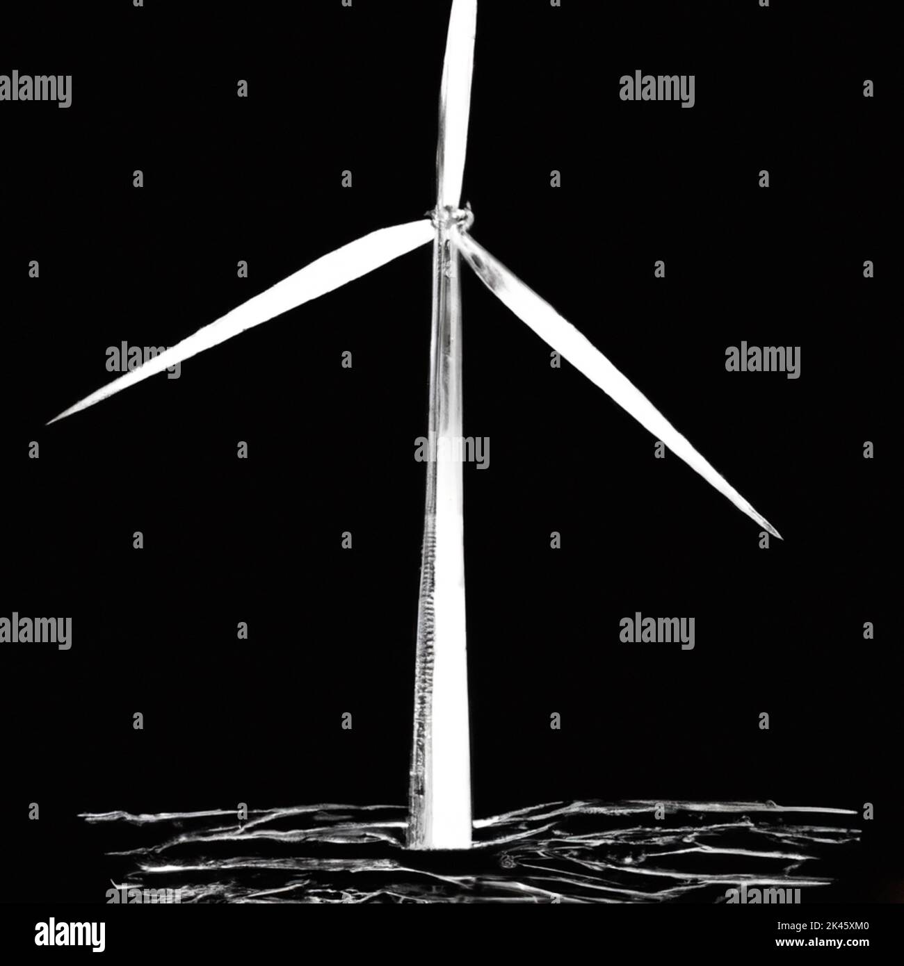 France, Paris on 26/09/2022. Digital illustration of a wind turbine at ...