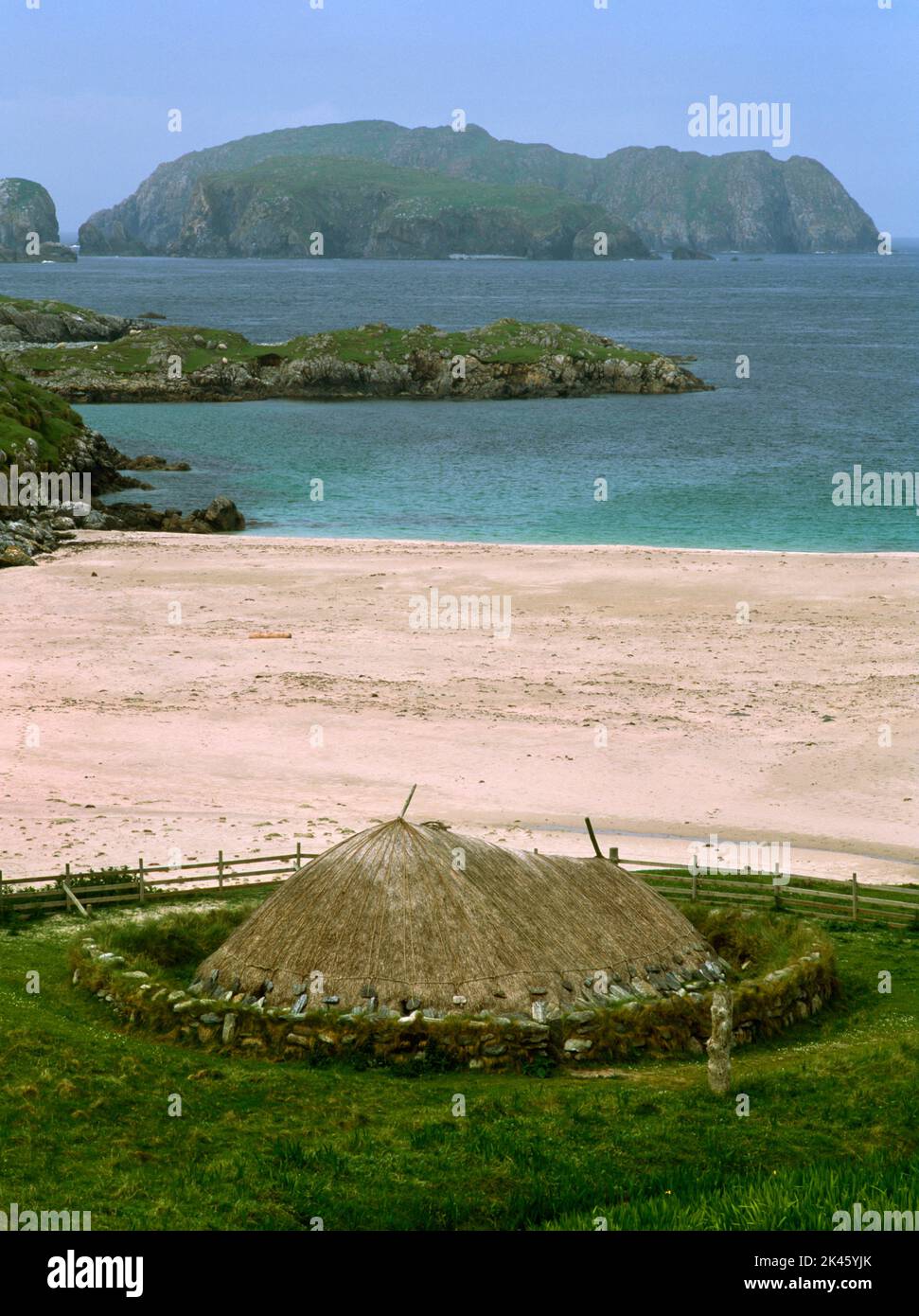Replica Iron Age (Pictish) figure-of-eight house at head of Bosta ...