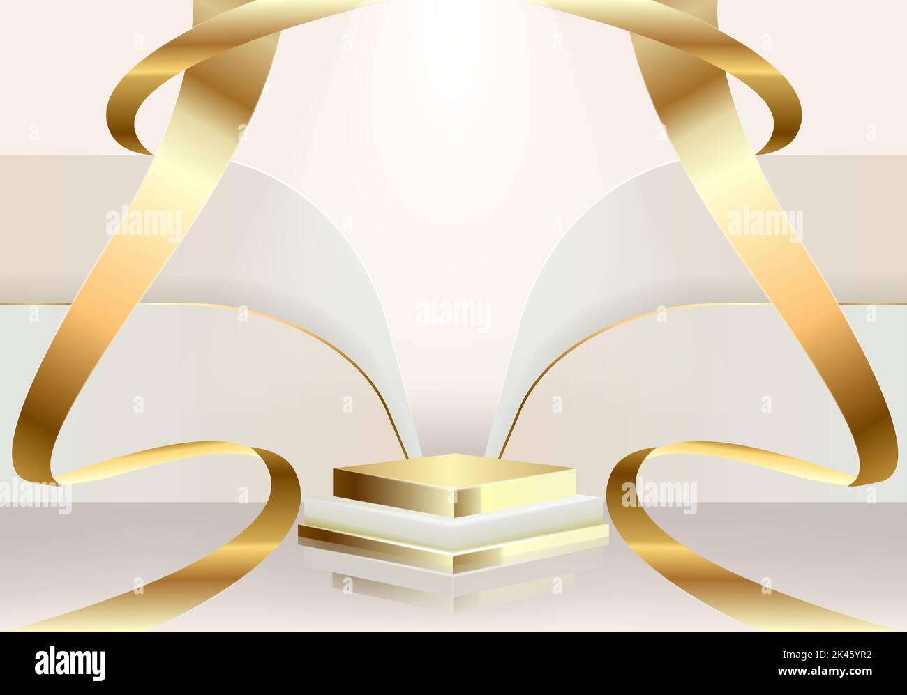 White and gold podium with shapes and ribbons Stock Vector Image & Art ...
