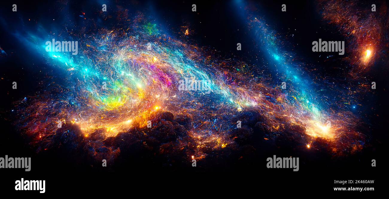space fantasy landscape with stars and nebulae in deep space universe ...