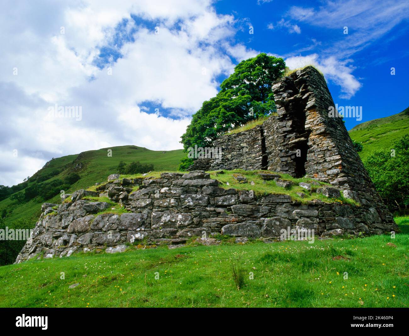 Dun Troddan Iron Age broch, Glenelg, Scotland, UK, showing its solid ...