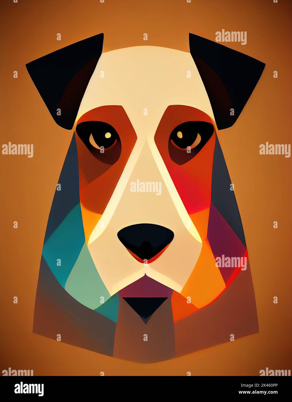 Geometric simple dog portrait. Digital illustration based on render by ...