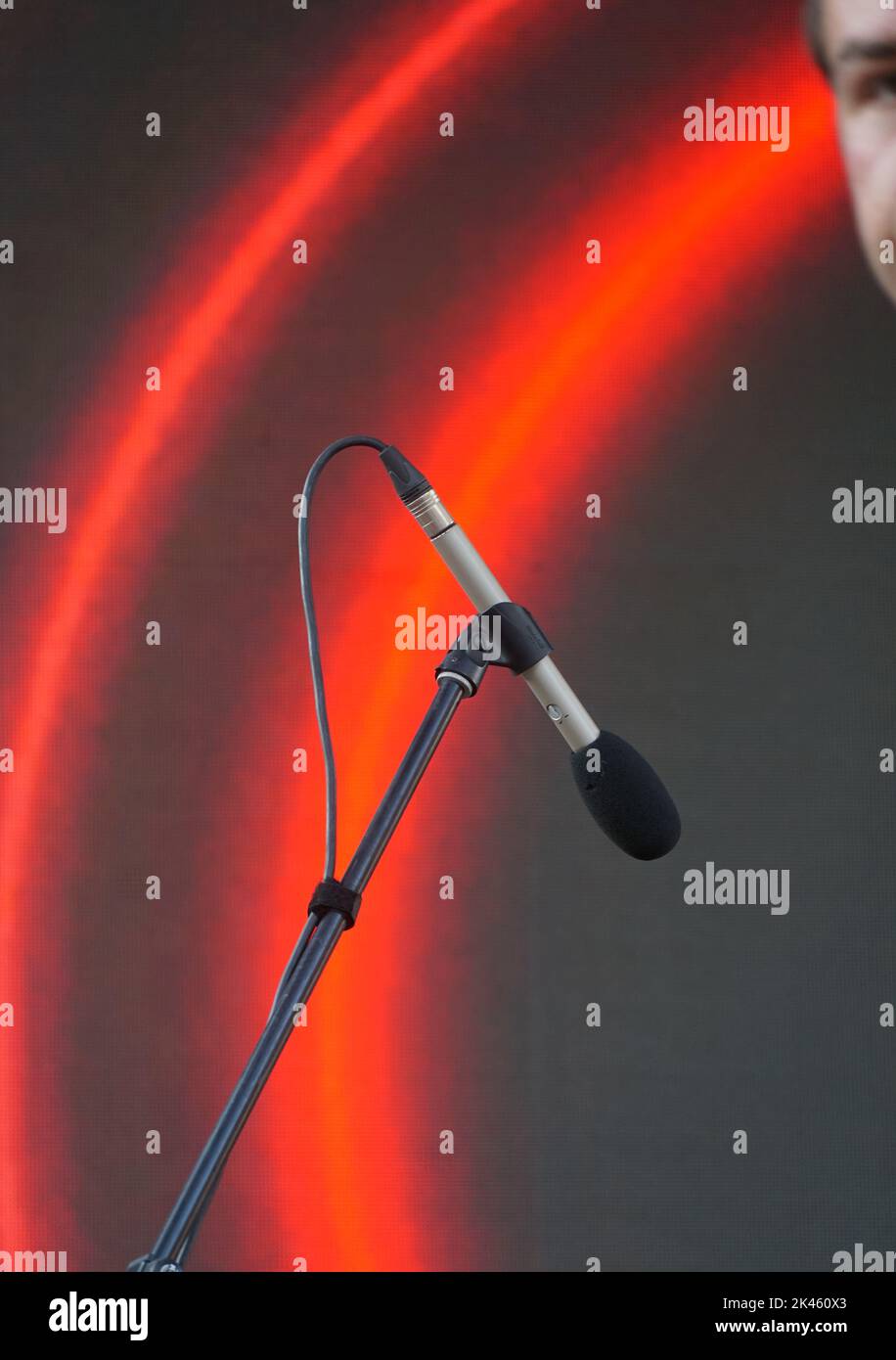 The microphone on stage before the artist performance Stock Photo - Alamy